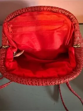 nas bag | Bags | Red Textured Mini Drawstring Shoulder Bag | Poshmark